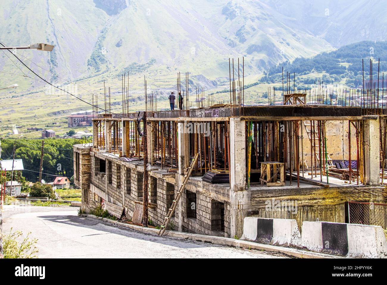 2019 07 18 Stepantsminda Georgia - Multi-story concrete block building ...