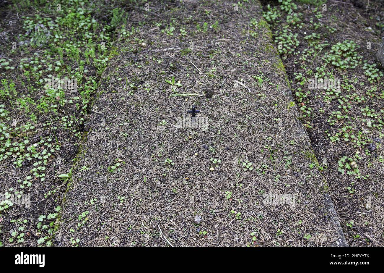 Detail of empty graves in a Christian Spanish cemetery Stock Photo - Alamy
