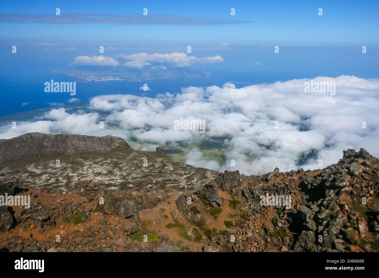Panorama landscape from the top of Pico volcano at hiking at azores ...