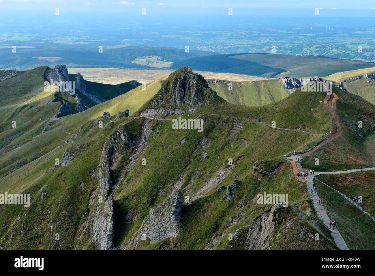 At the top of the Puy de Sancy, view of the Aiguilles du Diable towards ...