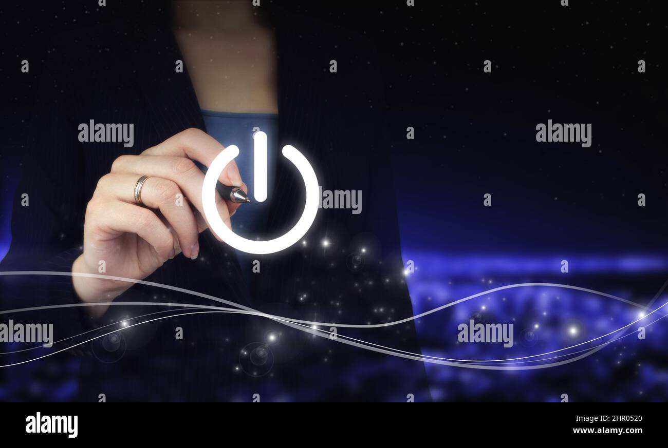 Start up business concept. Power up concept.Hand holding digital ...