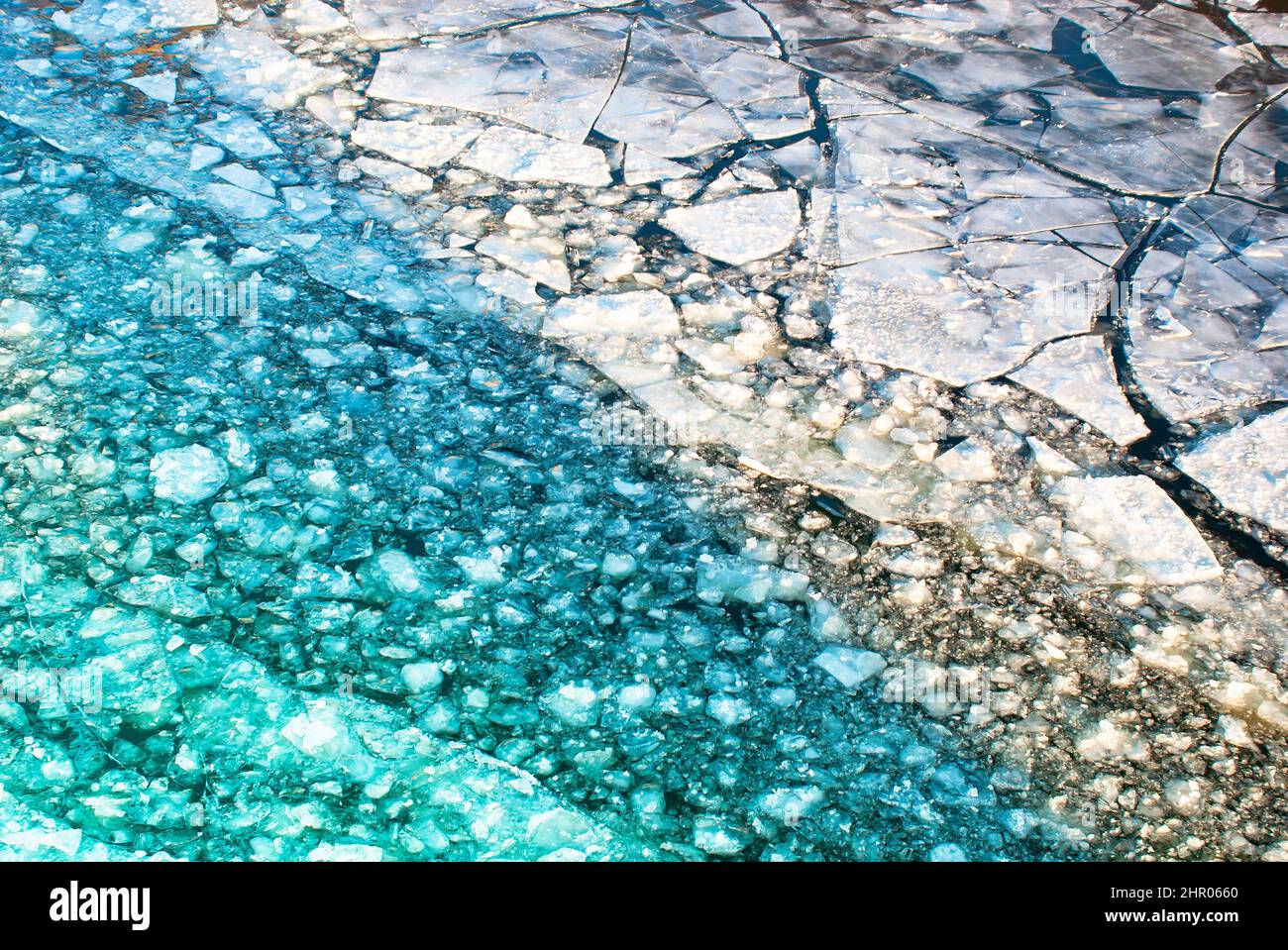 Split ice on the river. Background Stock Photo - Alamy