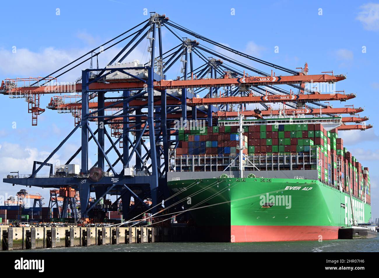 Rotterdam, Netherlands. 23rd Feb, 2022. The container ship is moored at ...