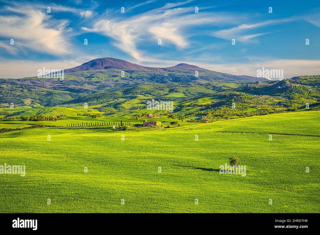 Landscape in Val d'Orcia valley of Tuscany in spring time, Italy Stock ...