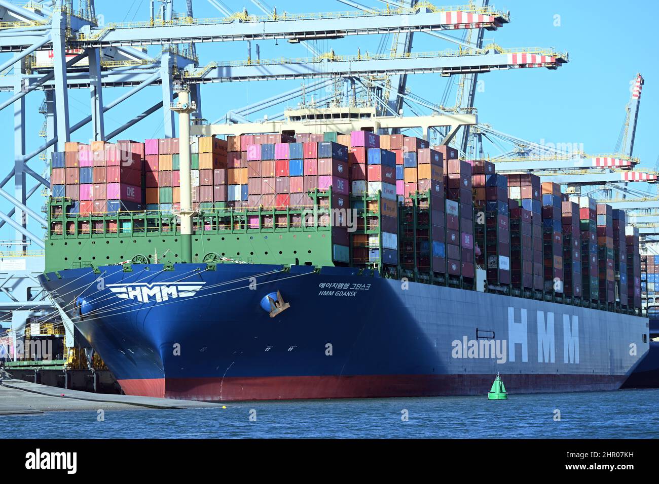 Rotterdam, Netherlands. 23rd Feb, 2022. The container ship HMM Gdansk ...