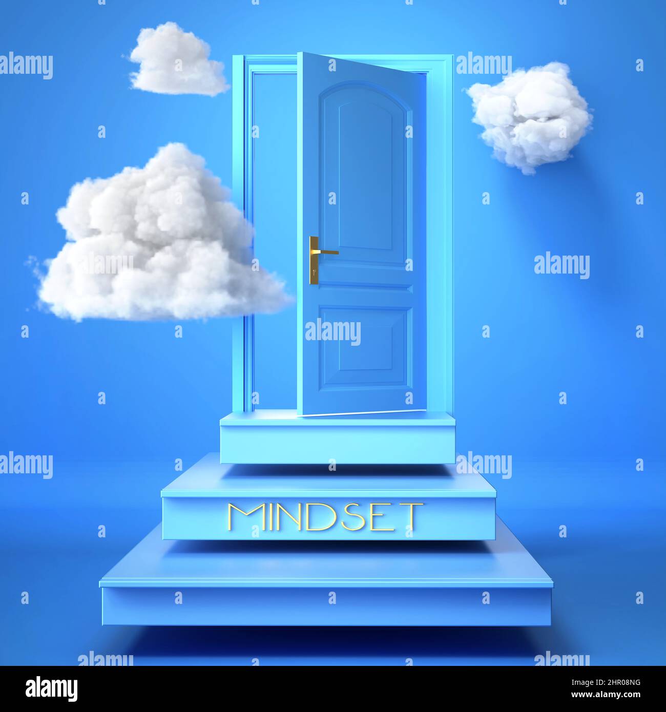 Mindset and success, progress and effort - concept 3d render. Ideas of ...