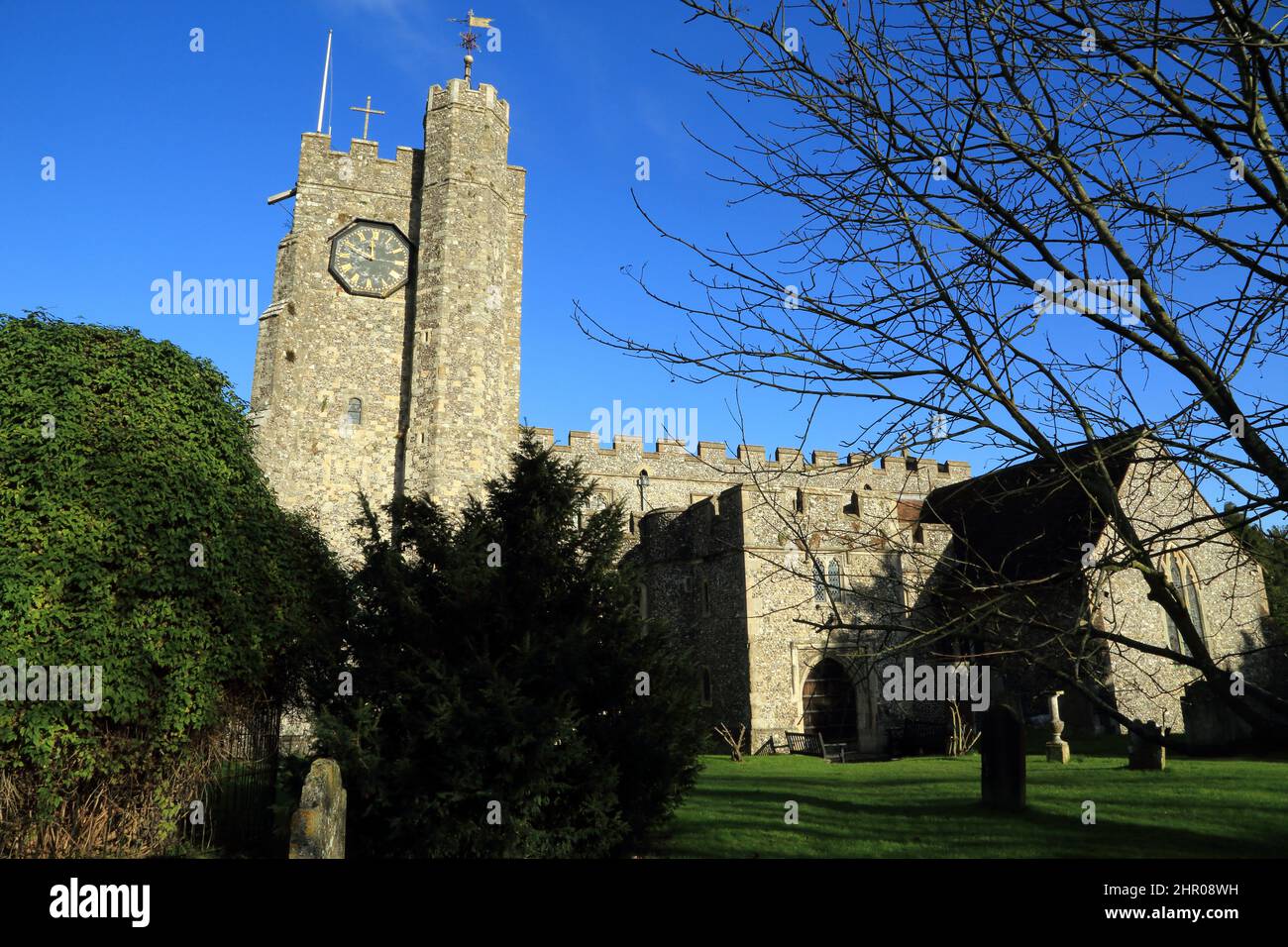 View of St Marys church, Chilham, Canterbury, Kent, England, United ...