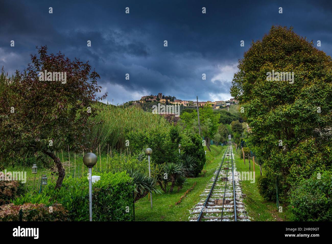 Funicular track to Montecatini Alto - medieval village above ...