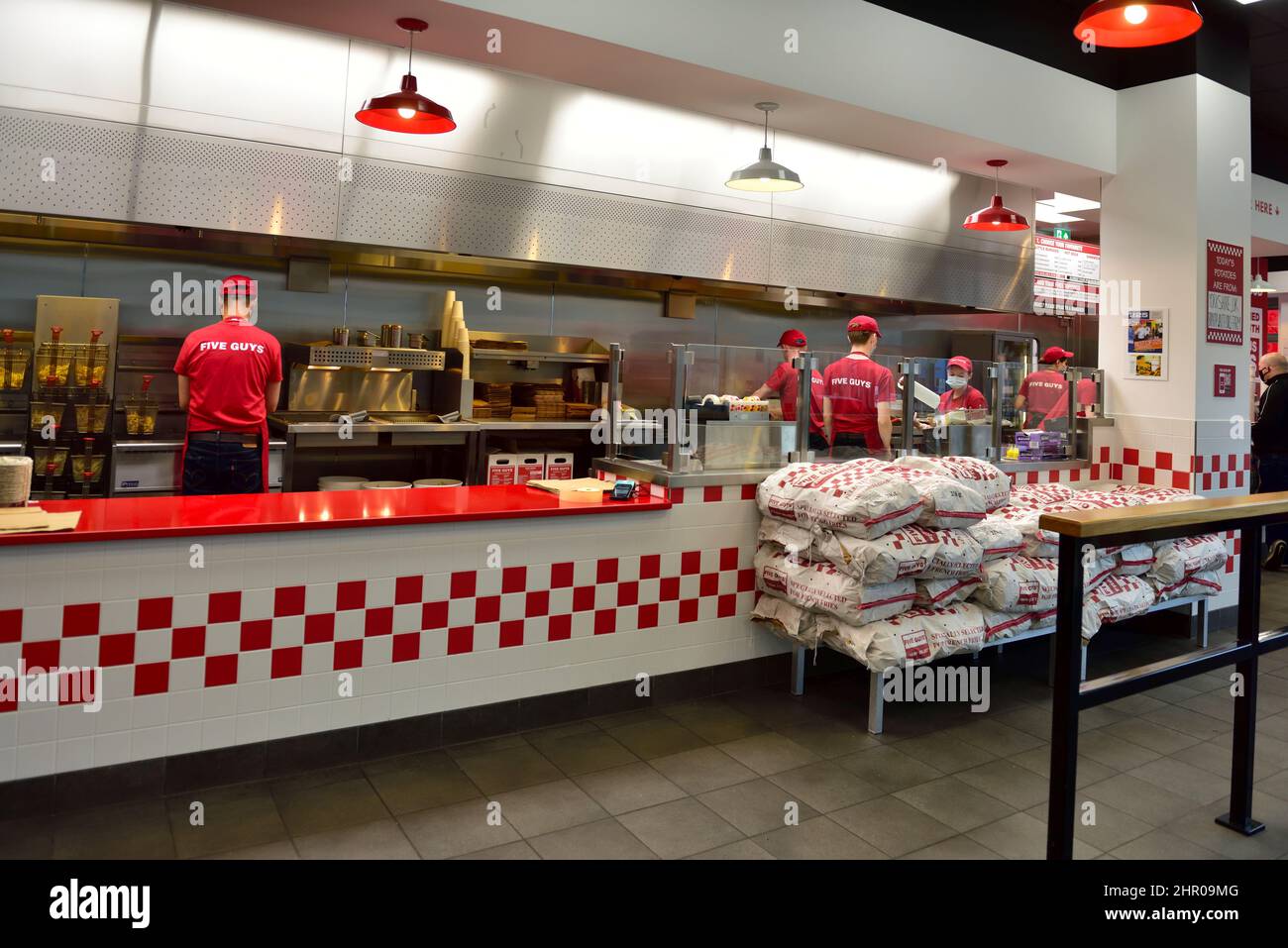 Inside Five Guys Burgers and Fries fast food restaurant in Festival ...