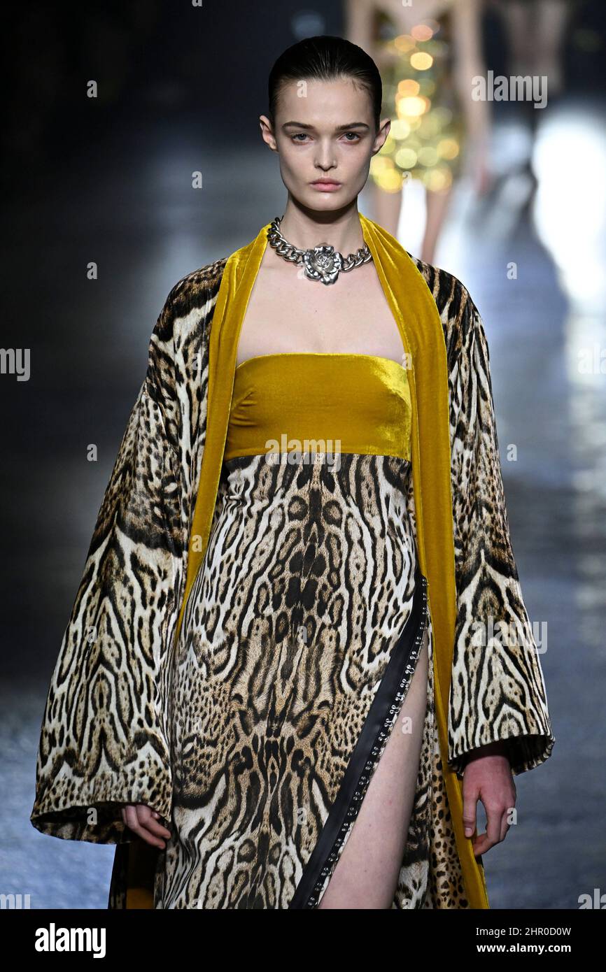 Milan, Italy. 23rd Feb, 2022. Model Lulu Tenney walks on the runway at ...