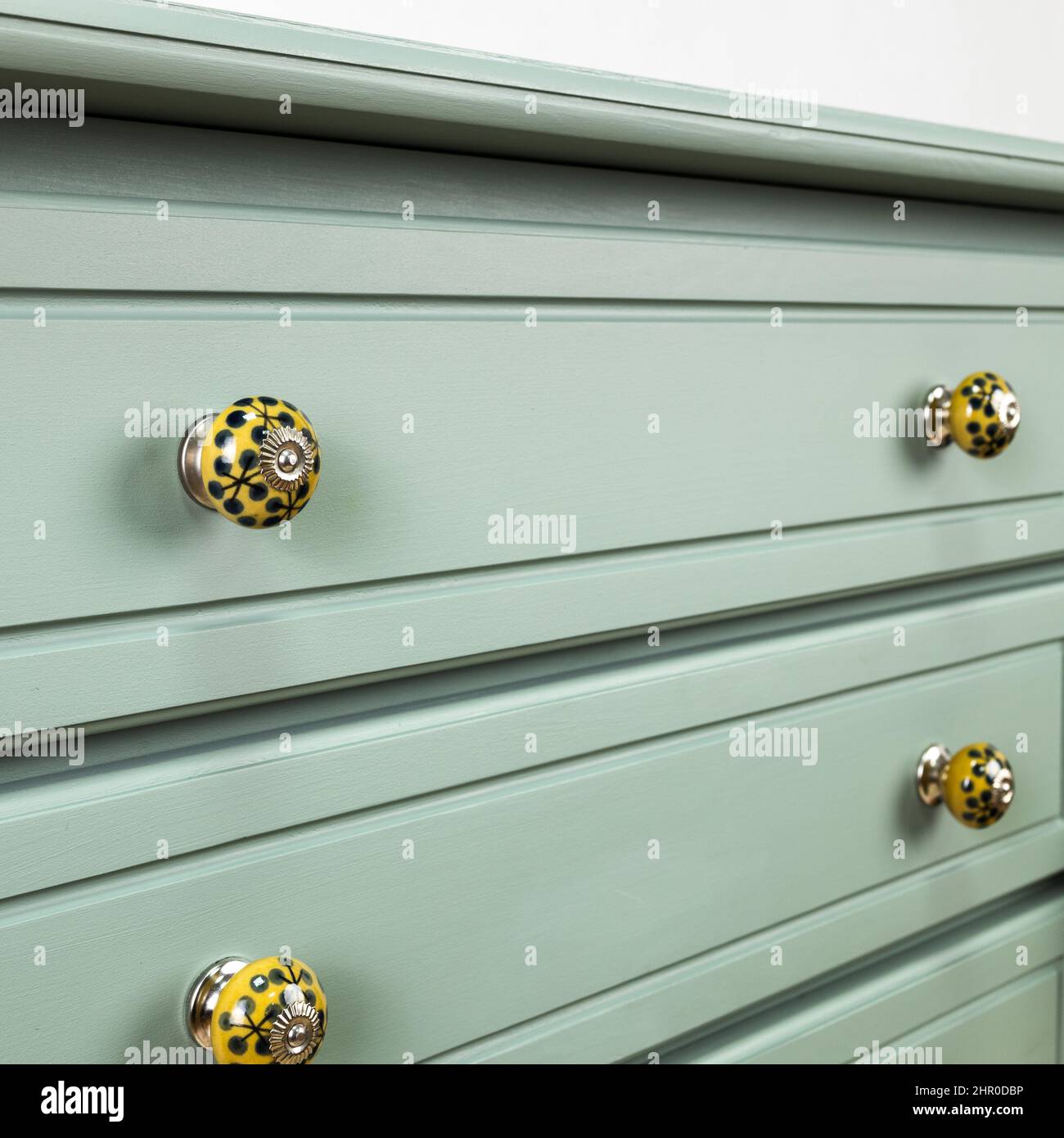 Green chest of drawers after renovation painted in color Stock Photo ...