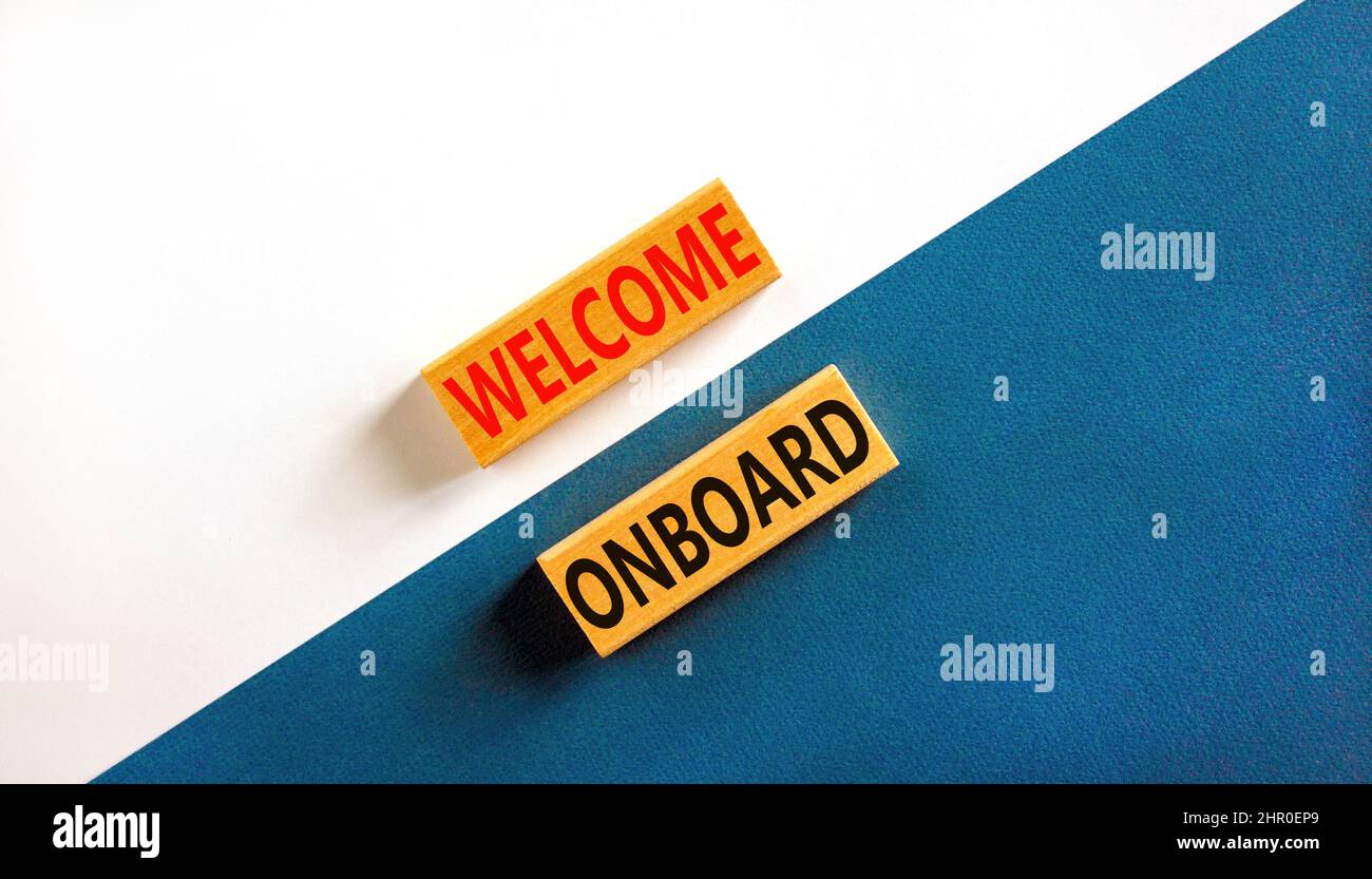 Welcome onboard symbol. Concept words Welcome onboard on wooden blocks ...