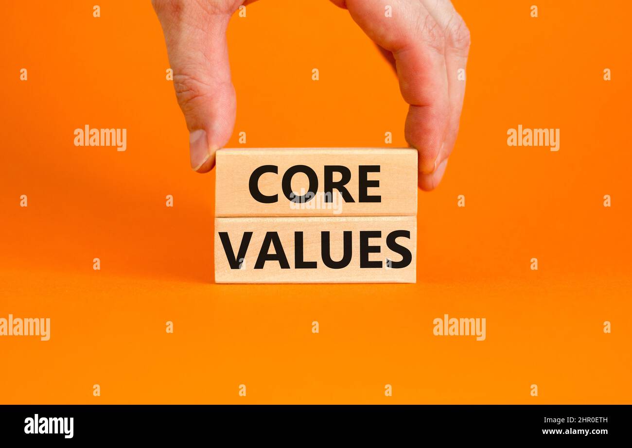 Core values symbol. Concept words Core values on wooden blocks on a ...