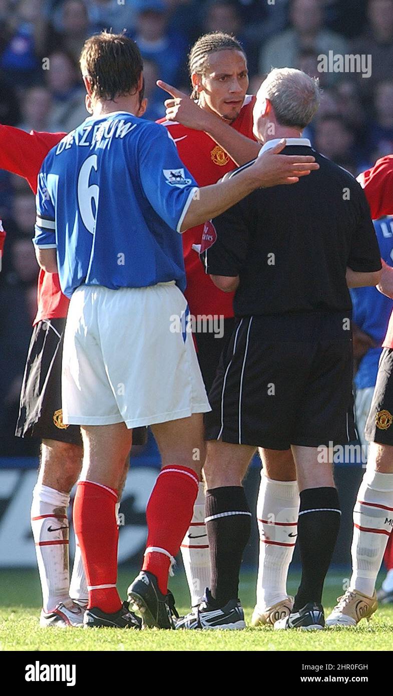 PORTSMOUTH V MANCHESTER UNITED RIO FERDINAND ARGUES WITH REFEREE NEIL ...