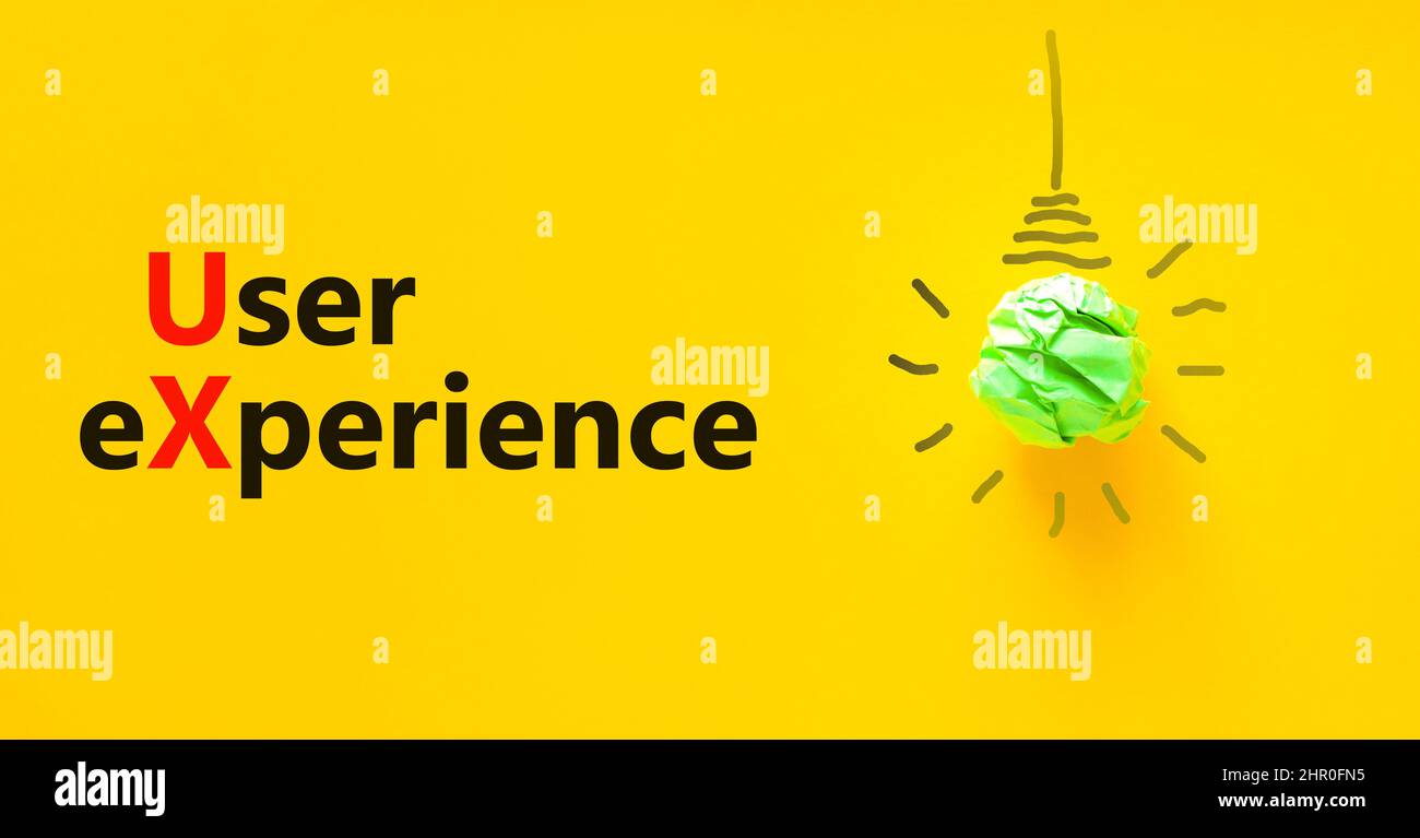 UX user experience symbol. Concept words UX user experience. Green ...