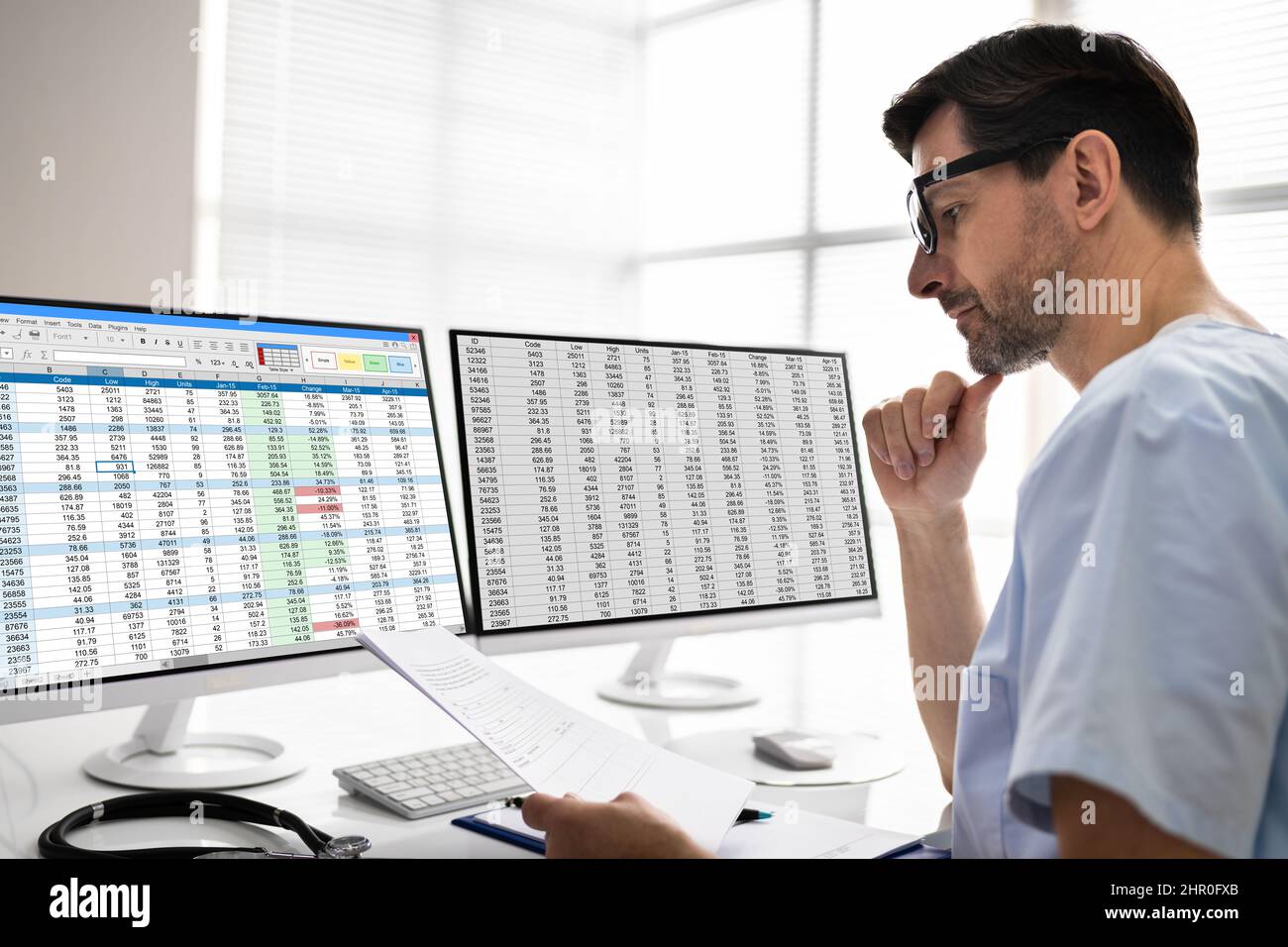 Medical Coding Bill And Billing Codes Spreadsheets Stock Photo - Alamy