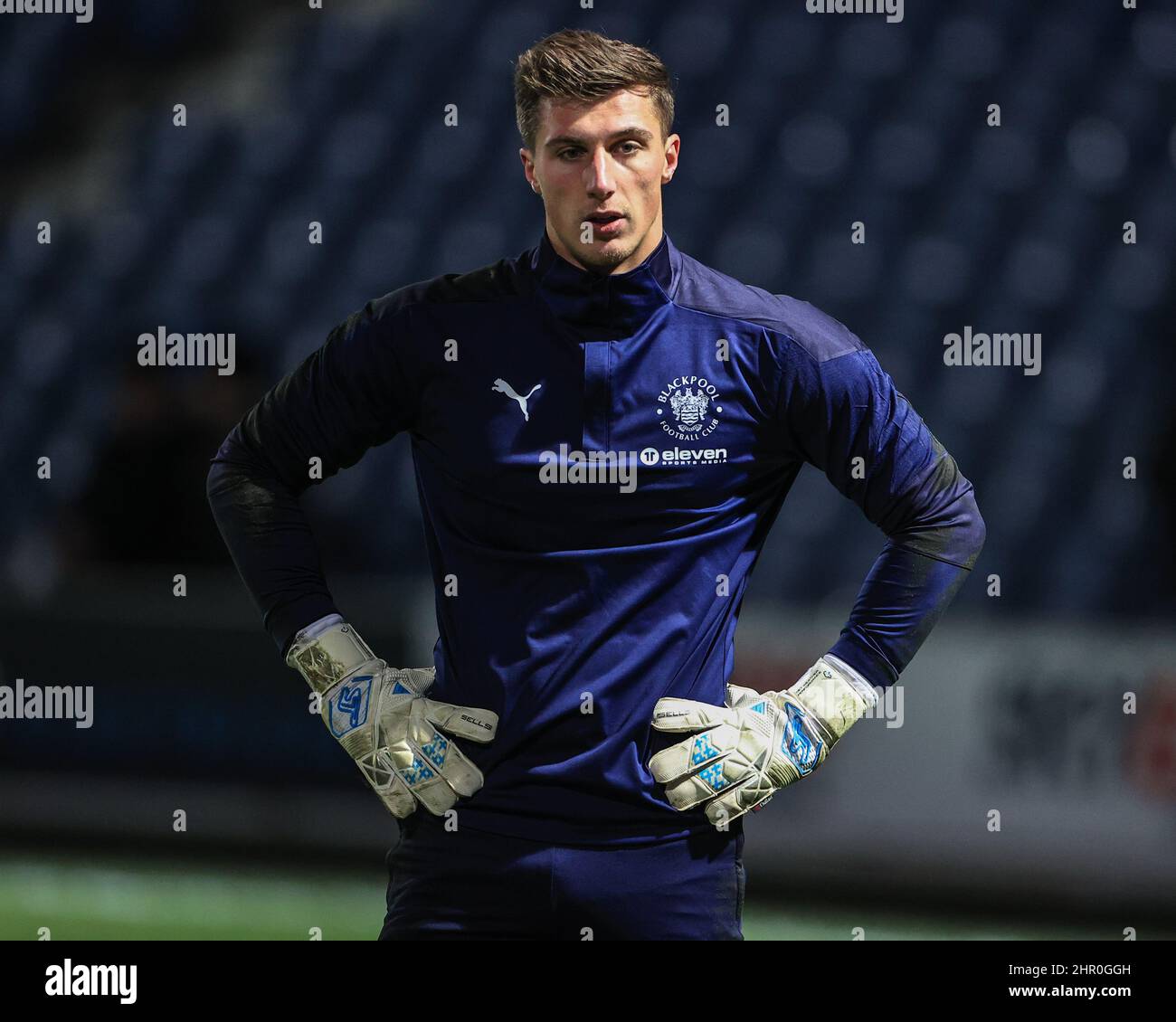Stuart Moore #13 of Blackpool during the pre-game warmup Stock Photo ...
