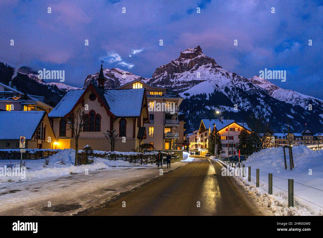 The Swiss ski resort town of Engelberg in the canton of Obwalden, at ...