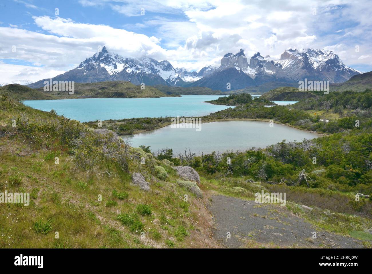 Lake Pehoe and Torres del Paine massif in the background, Torres del ...