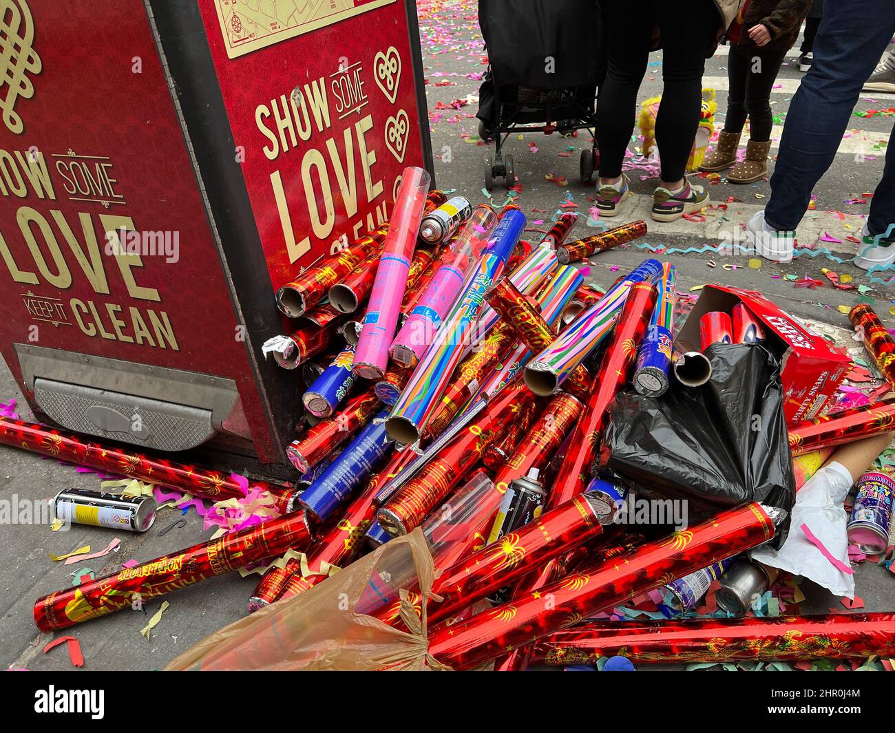 Confetti popper tubes used to celebrate Chinese New Year in Manhattan ...