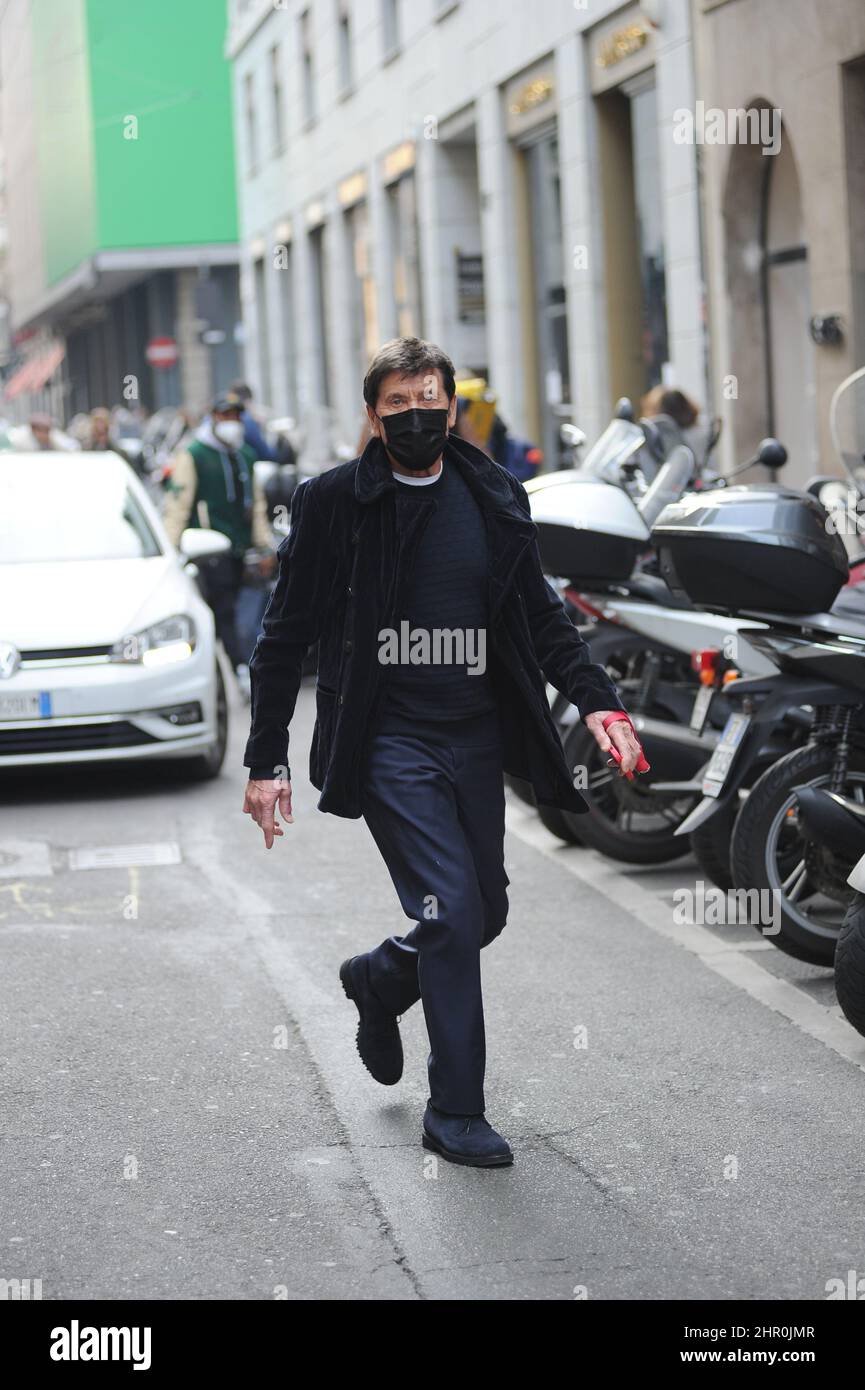 Milan, . 24th Feb, 2022. Milan, 24-02-2022 Gianni Morandi arrives in ...