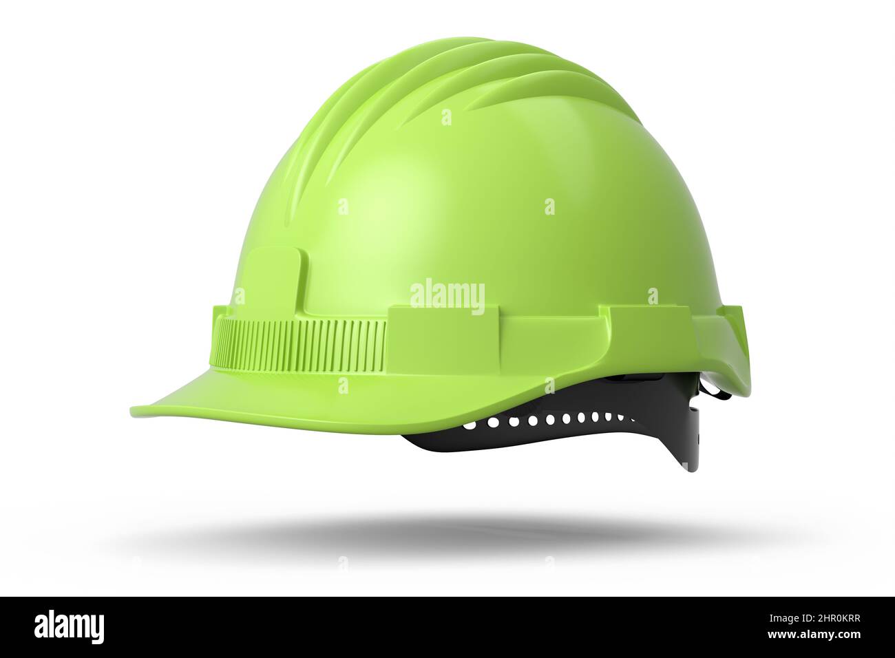 Green safety helmet or hard cap isolated on white background. 3d render ...
