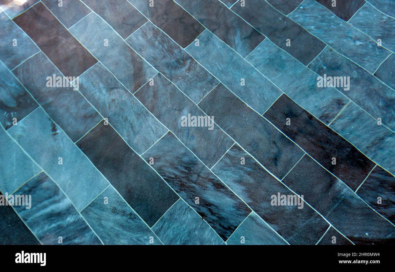 blue stone block background on water pool for abstract background Stock ...