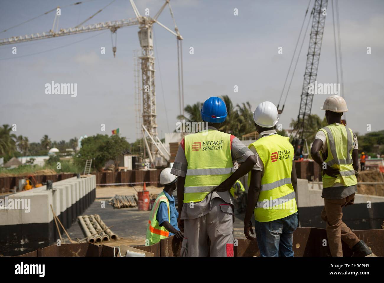 Workers from Eiffage oversee the rehabilitation of the Bango Reservoir ...