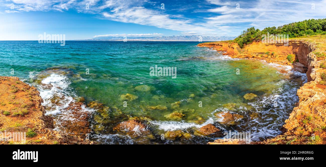 Panorama view of sea from the Vir island in the Zadar County of Croatia ...