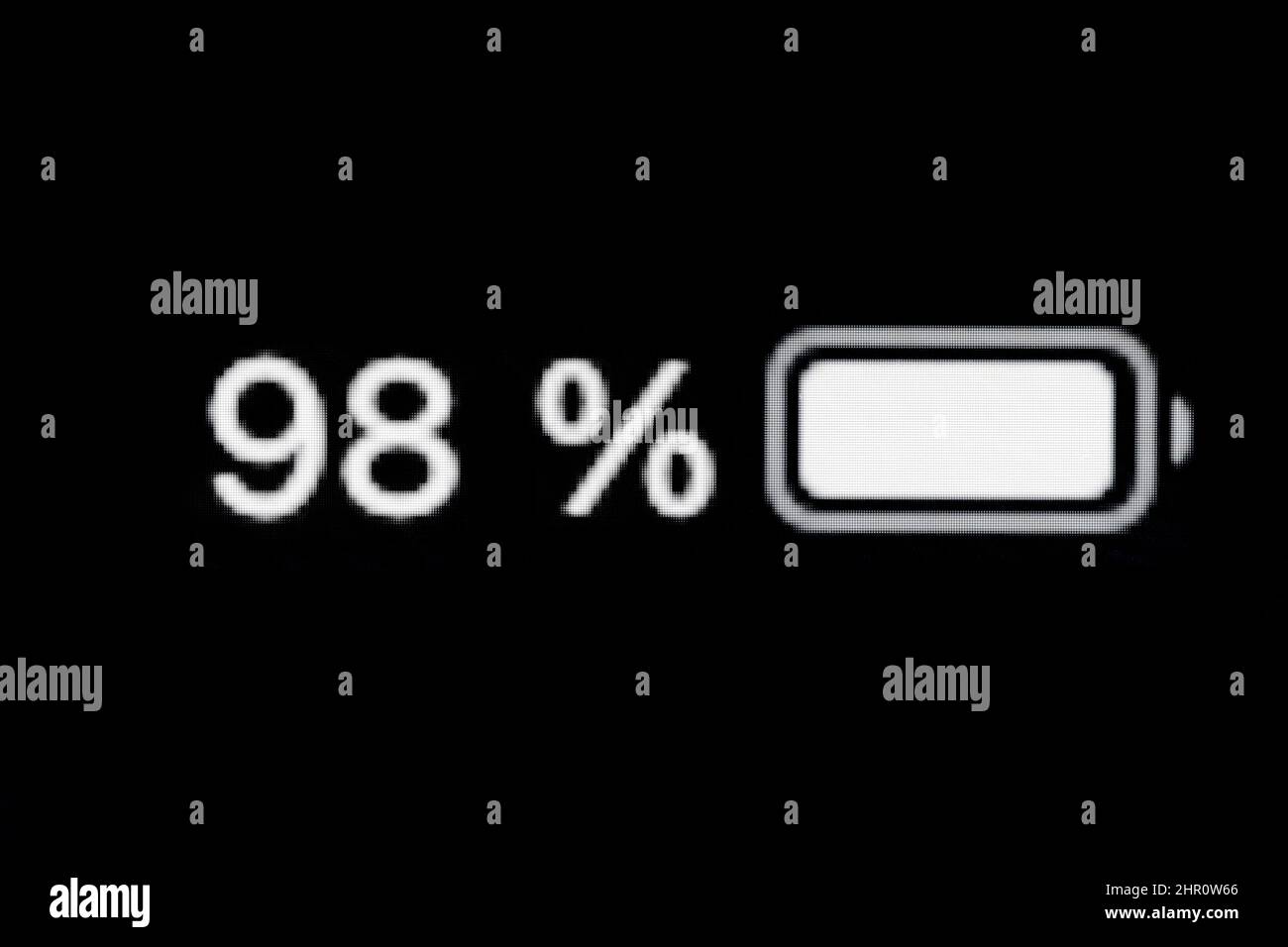 Smartphone charged battery level indicator - ninety-eight, 98 percent ...