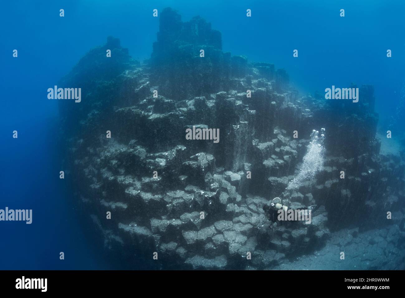 Volcanic underwater bottoms, Tenerife. A mountain made of basaltic ...