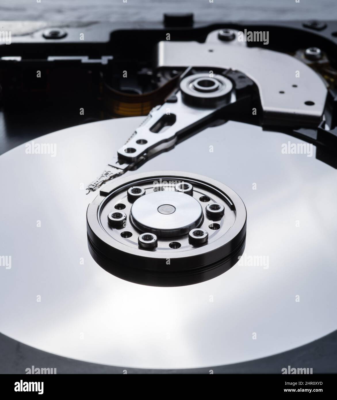 Closeup of a computer hard disk interior parts Stock Photo - Alamy