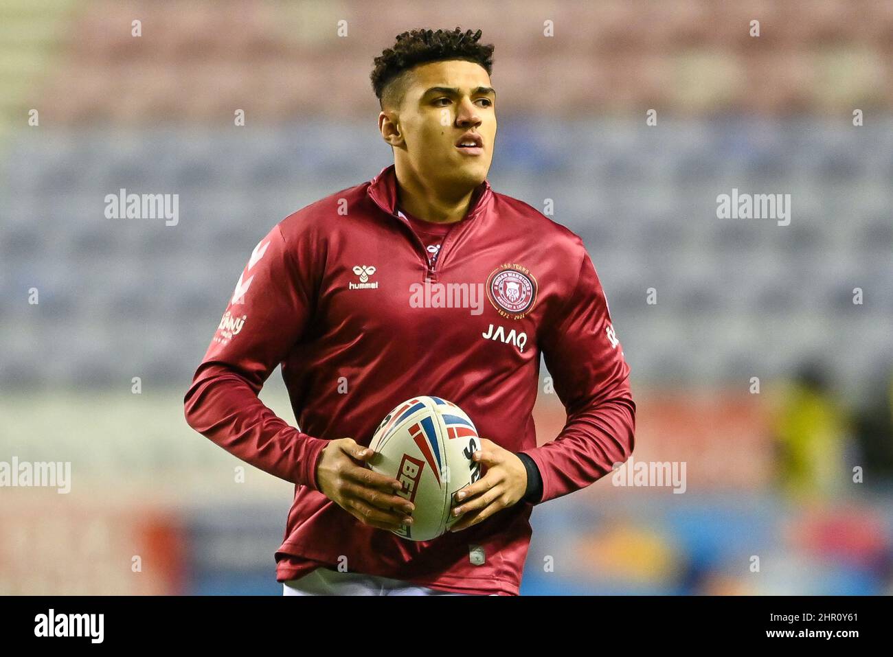 Kai Pearce-Paul (21) of Wigan Warriors during pre match warm up Stock ...
