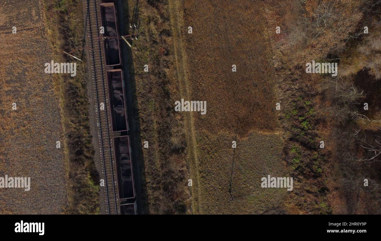 Top view freight train carriages hi-res stock photography and images ...