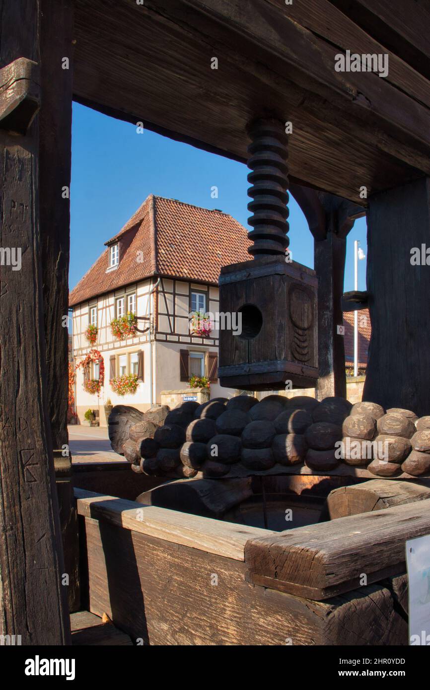 Wine art wooden structure in front of a house at the end of the Wine ...