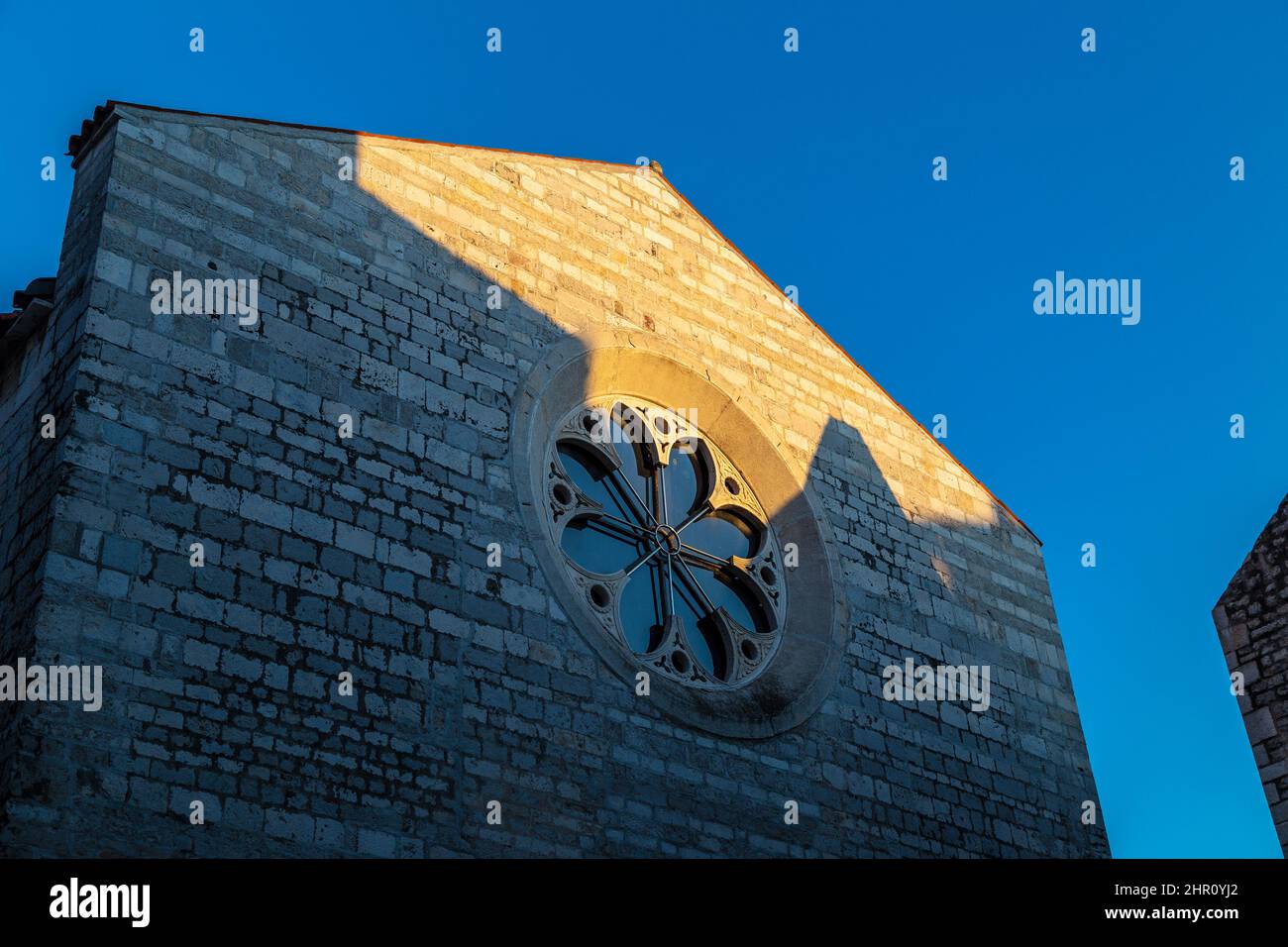 Detail of historical church building in Zadar town at sunset, Croatia ...