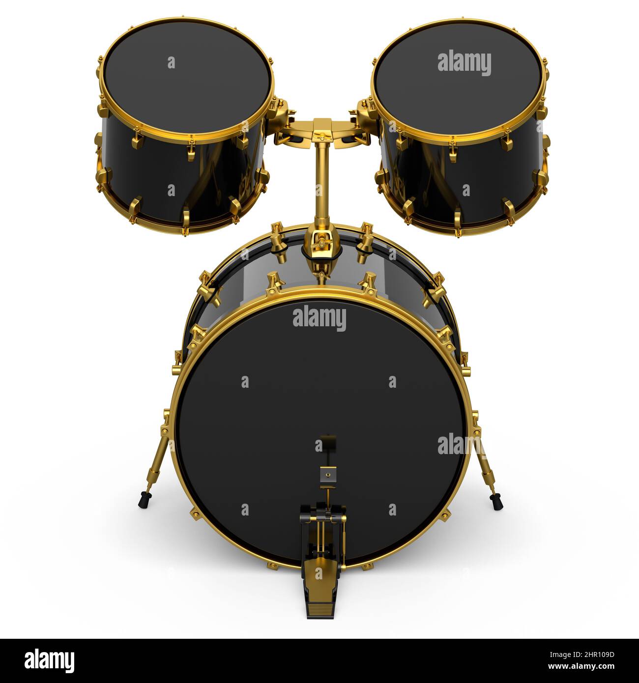 Set of realistic drums with pedal on white background. 3d render ...