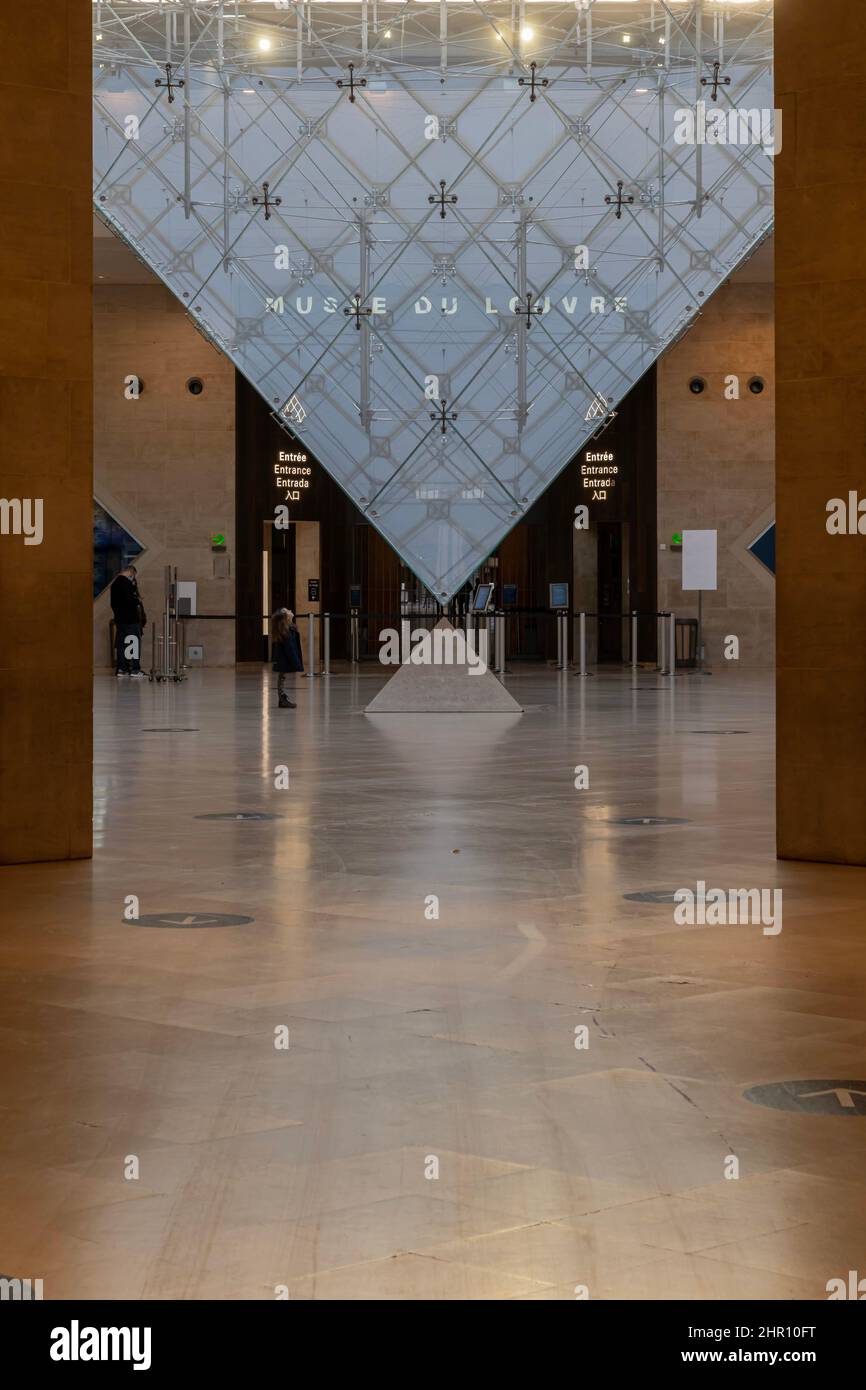 Louvre Museum. View of the inverted pyramid inside the alley of the ...