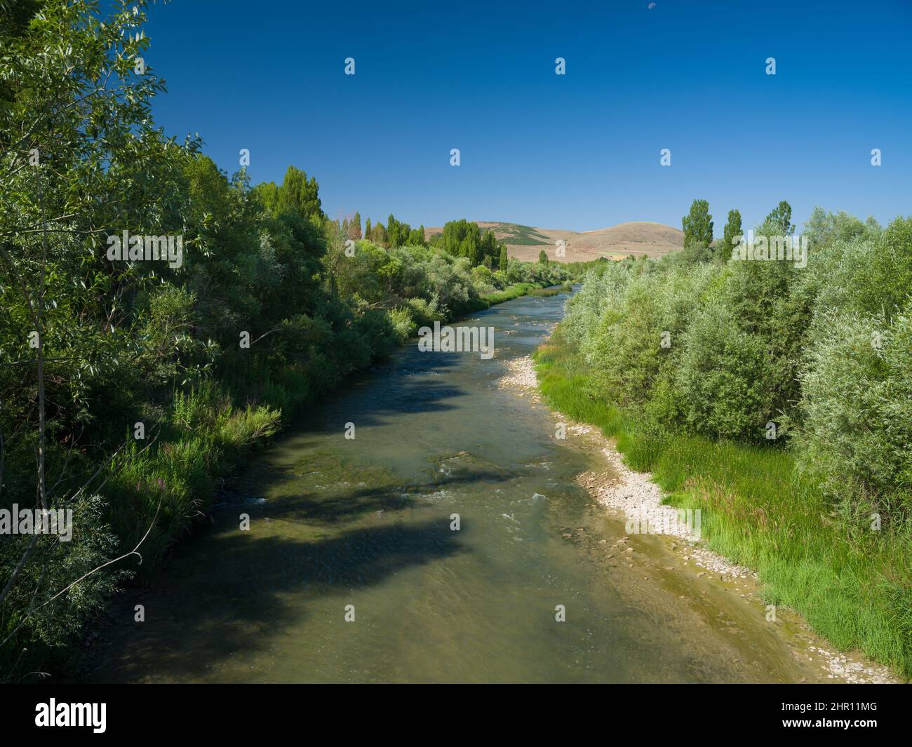 View of Coruh River in summer. Near the city of Bayburt. Turkey Stock ...
