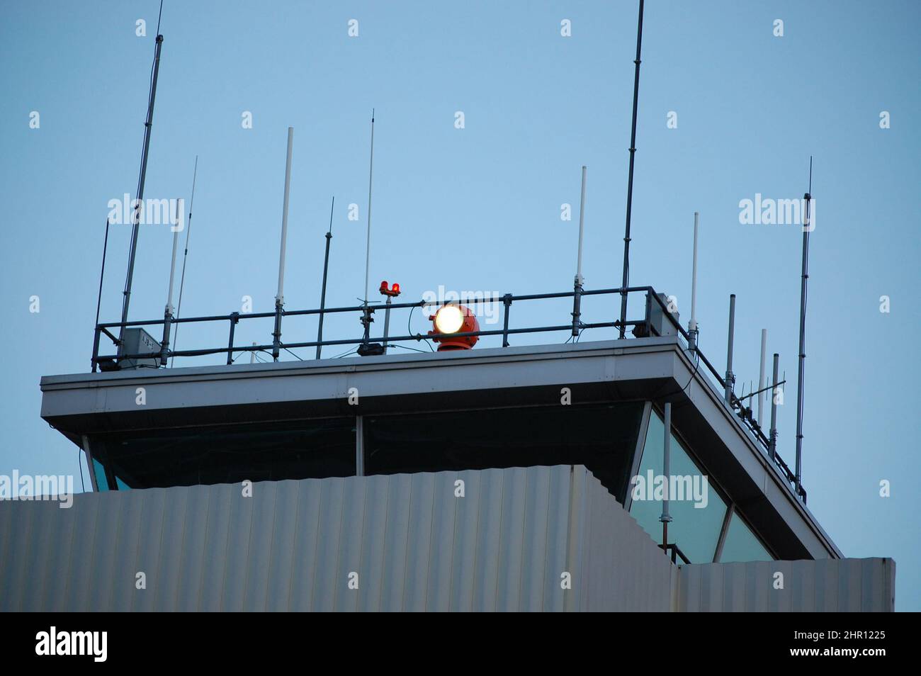 Airport control tower with beacon light Stock Photo - Alamy
