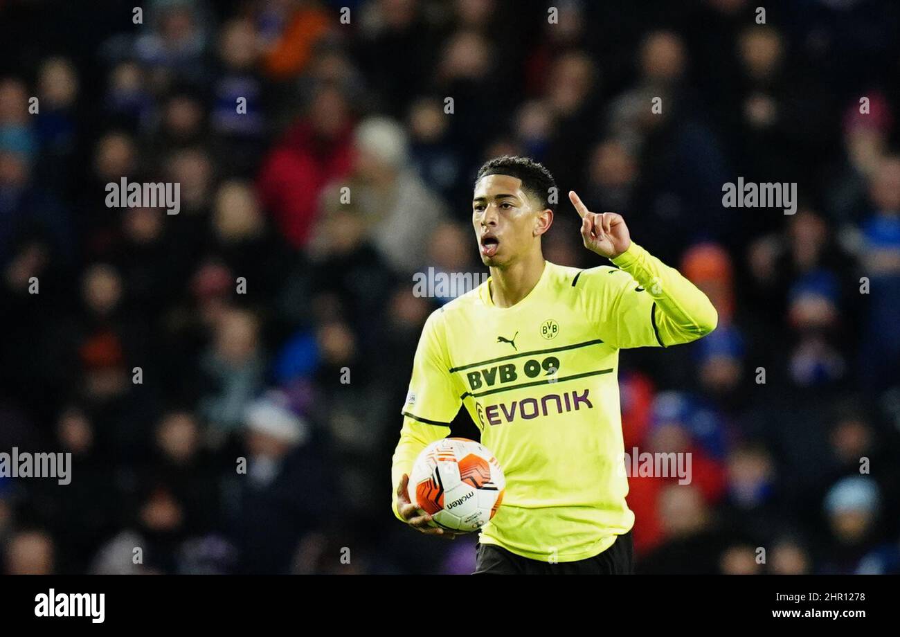 Borussia Dortmund's Jude Bellingham celebrates scoring their side's ...