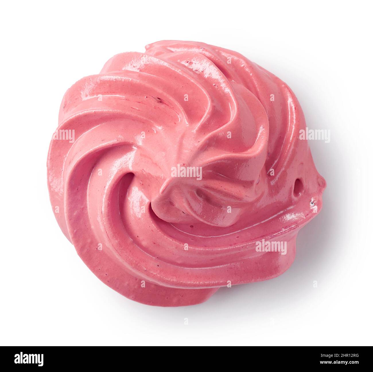 pink whipped cream swirl isolated on white background, top view Stock ...
