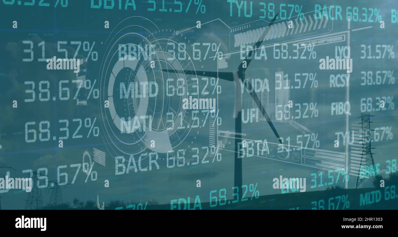 Image of scope scanning and data processing on blue background Stock ...