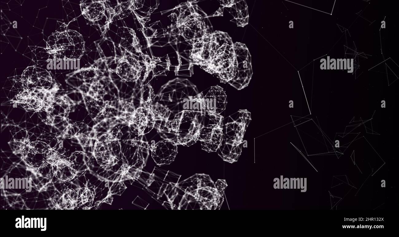 Image of network of connection and icons over black background Stock ...