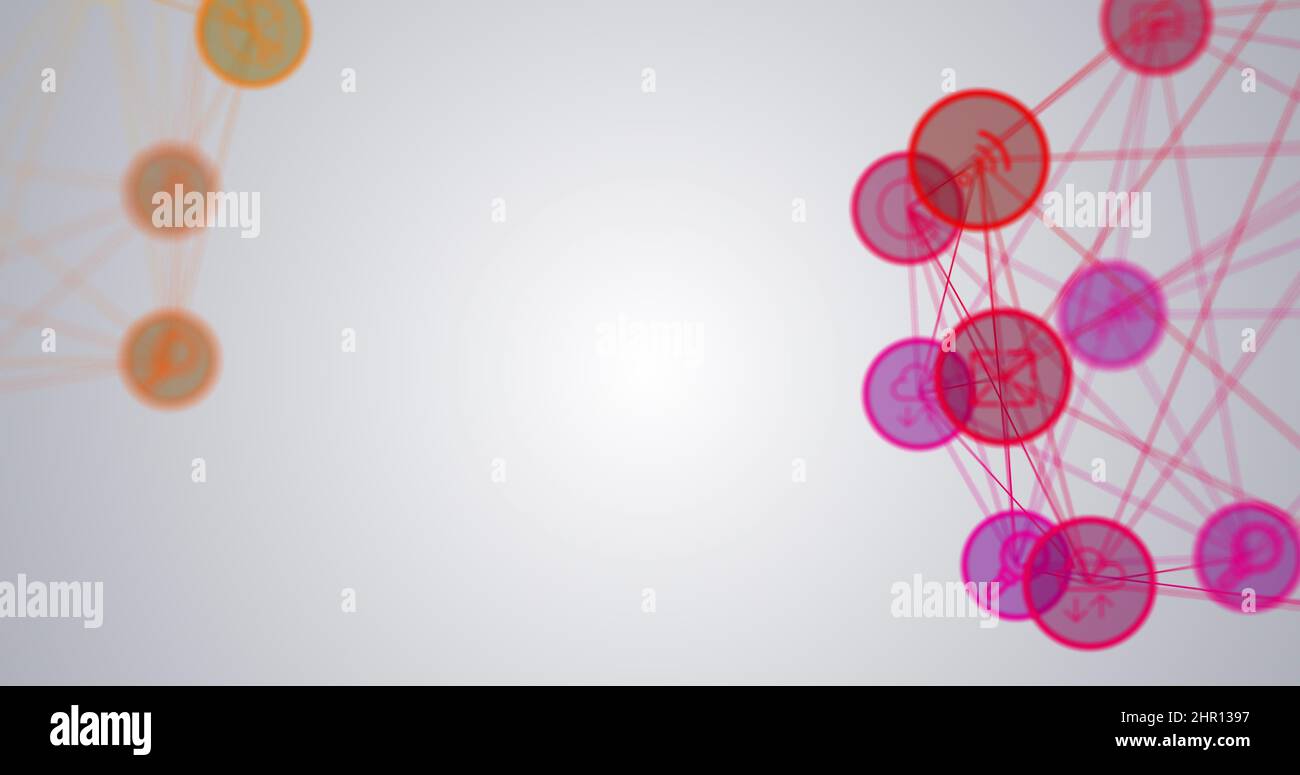 Image of network of connection and icons over white background Stock ...