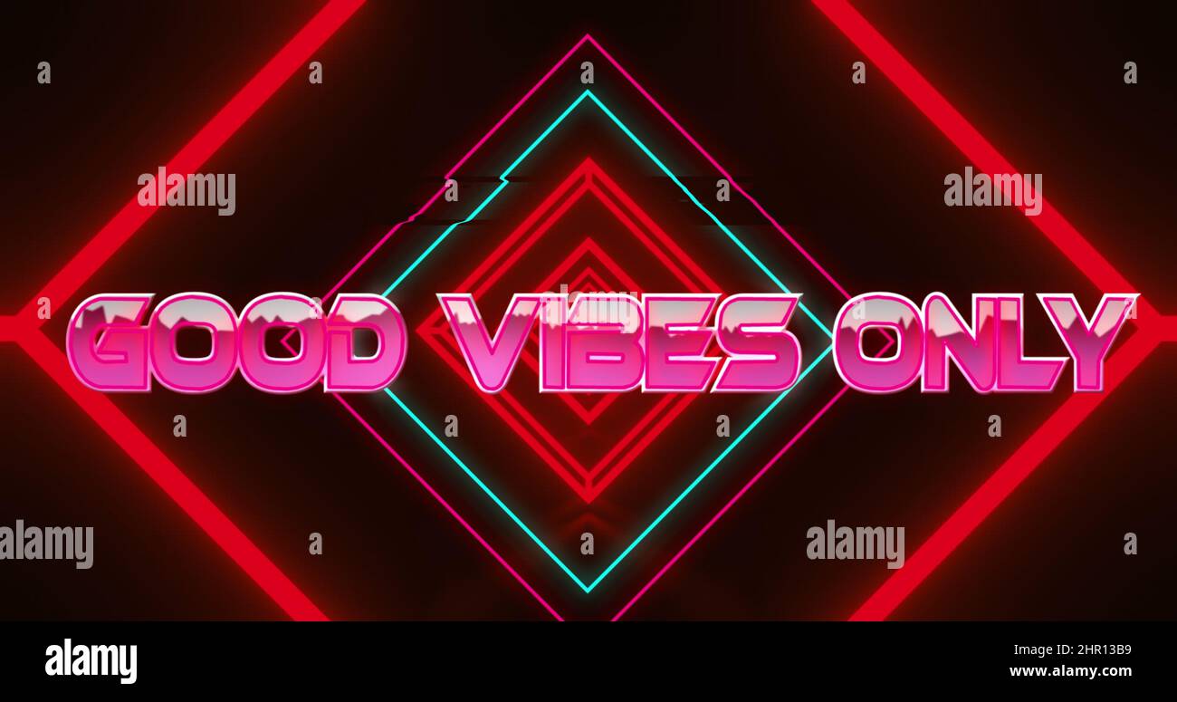 Image of good vibes only text with shapes over black backround Stock ...