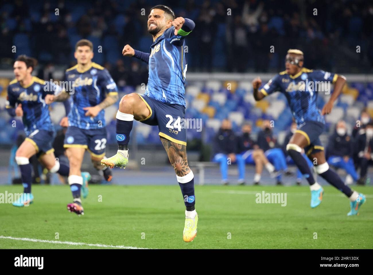 Naples, Campania, Italy. 24th Feb, 2022. The referee decrees a penalty ...