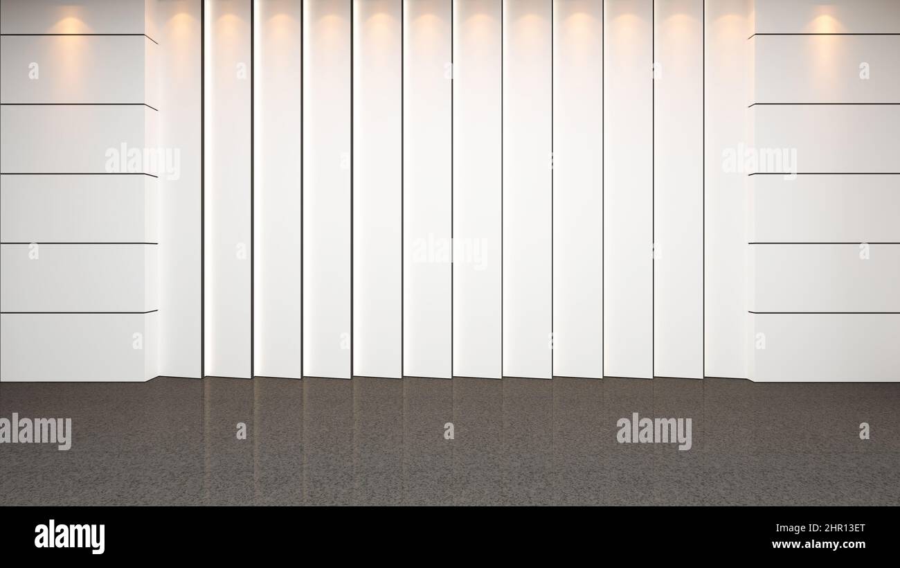 modern white wooden panel wall decor design idea 3d rendering Stock ...