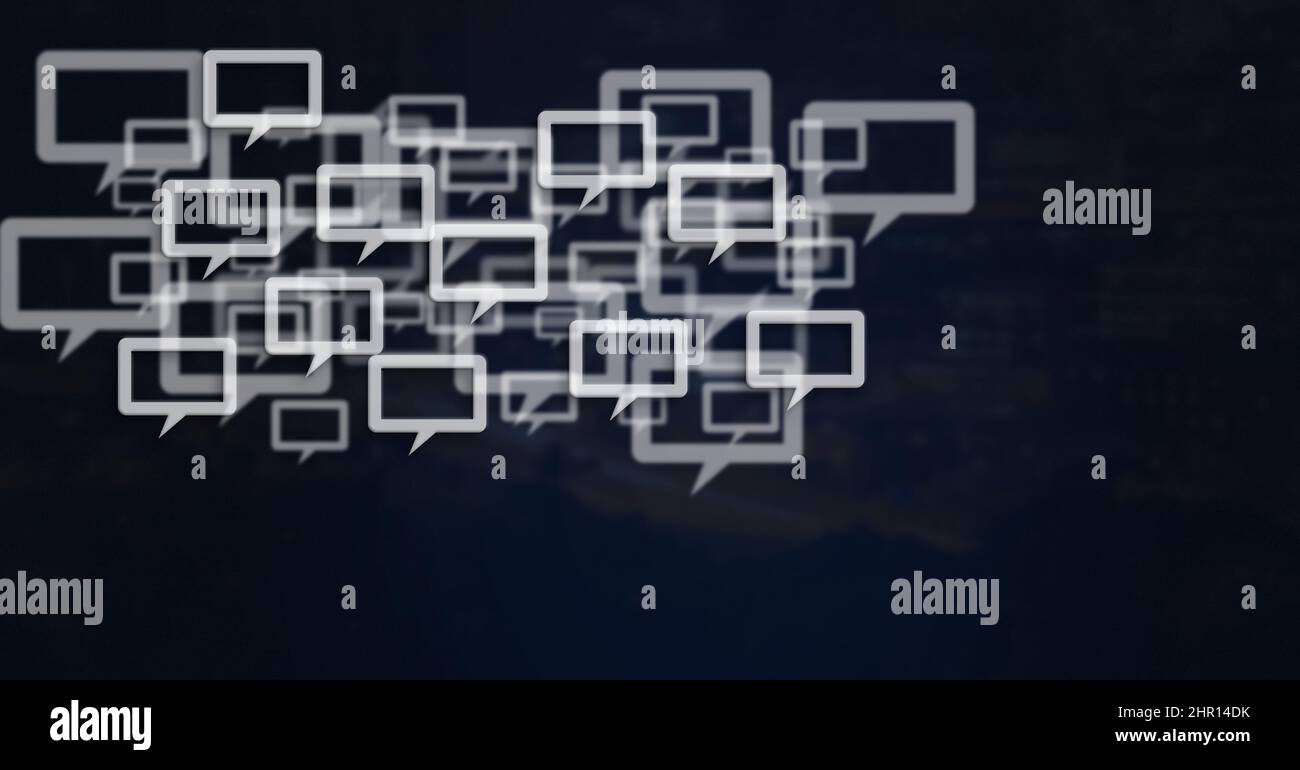 Digital generated image of multiple message icons against blue ...