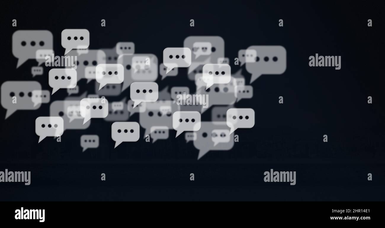 Digital generated image of multiple message icons against blue ...